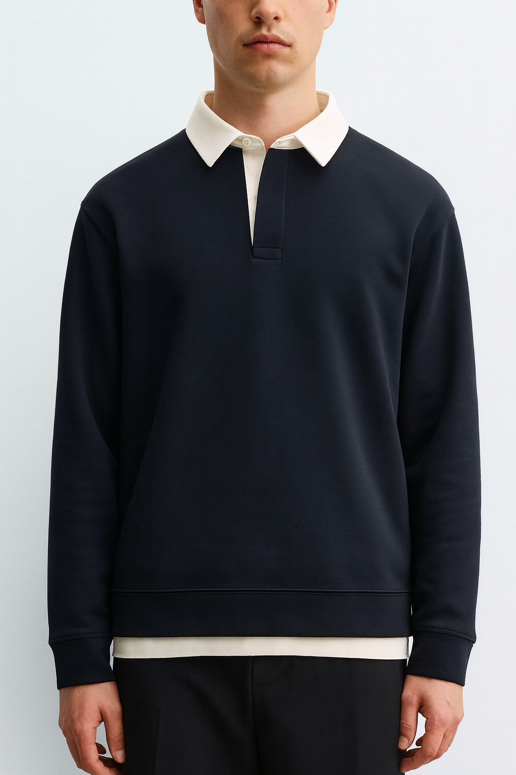 Contrast collar long sleeves polo shirt – Thelocalsfactory